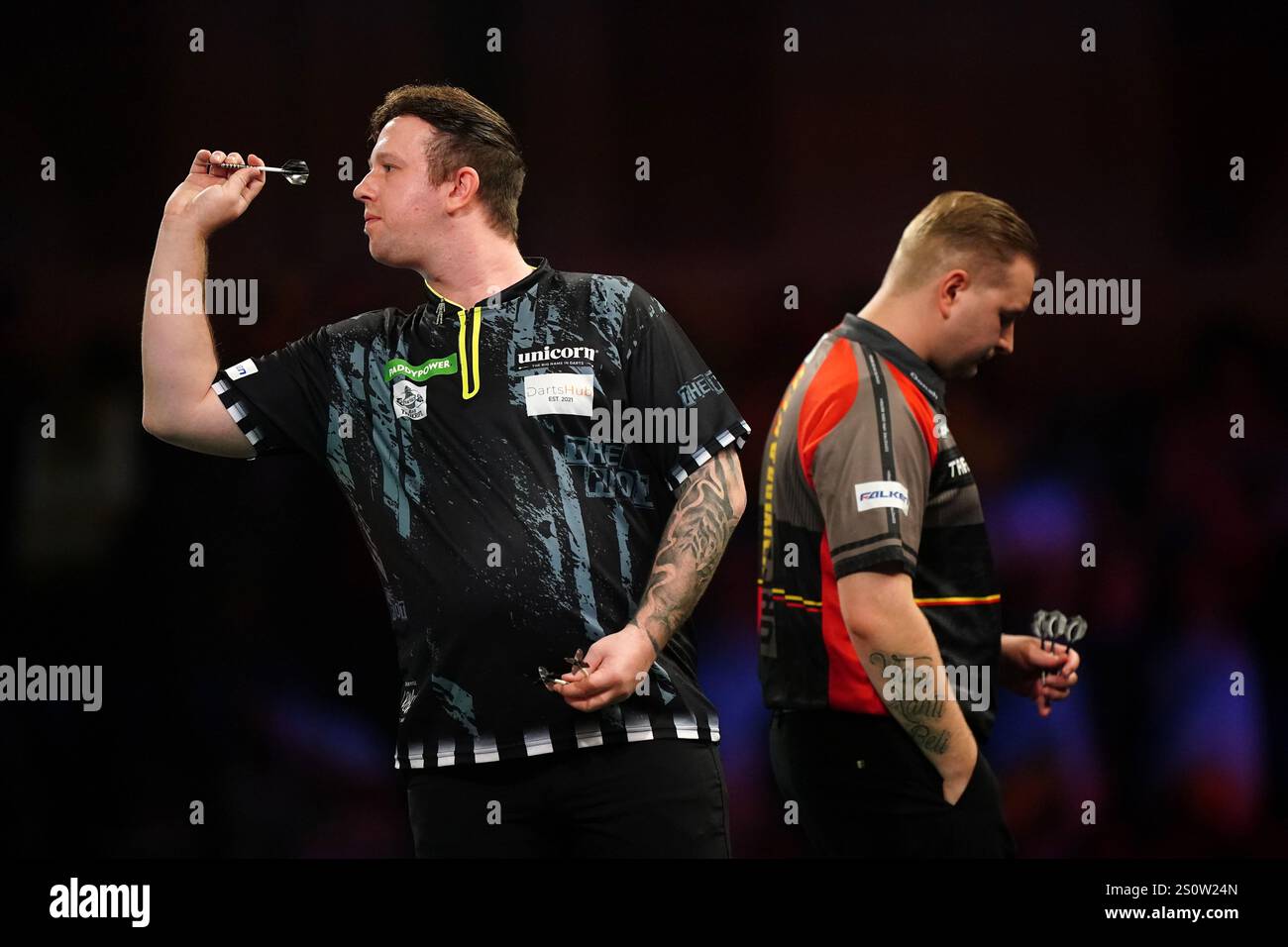Callan Rydz in action during his third round match against Dimitri Van ...