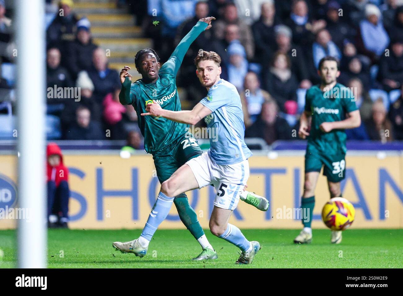 Coventry, UK. 29th Dec, 2024. #25, Romain Esse of Millwall fires the ...