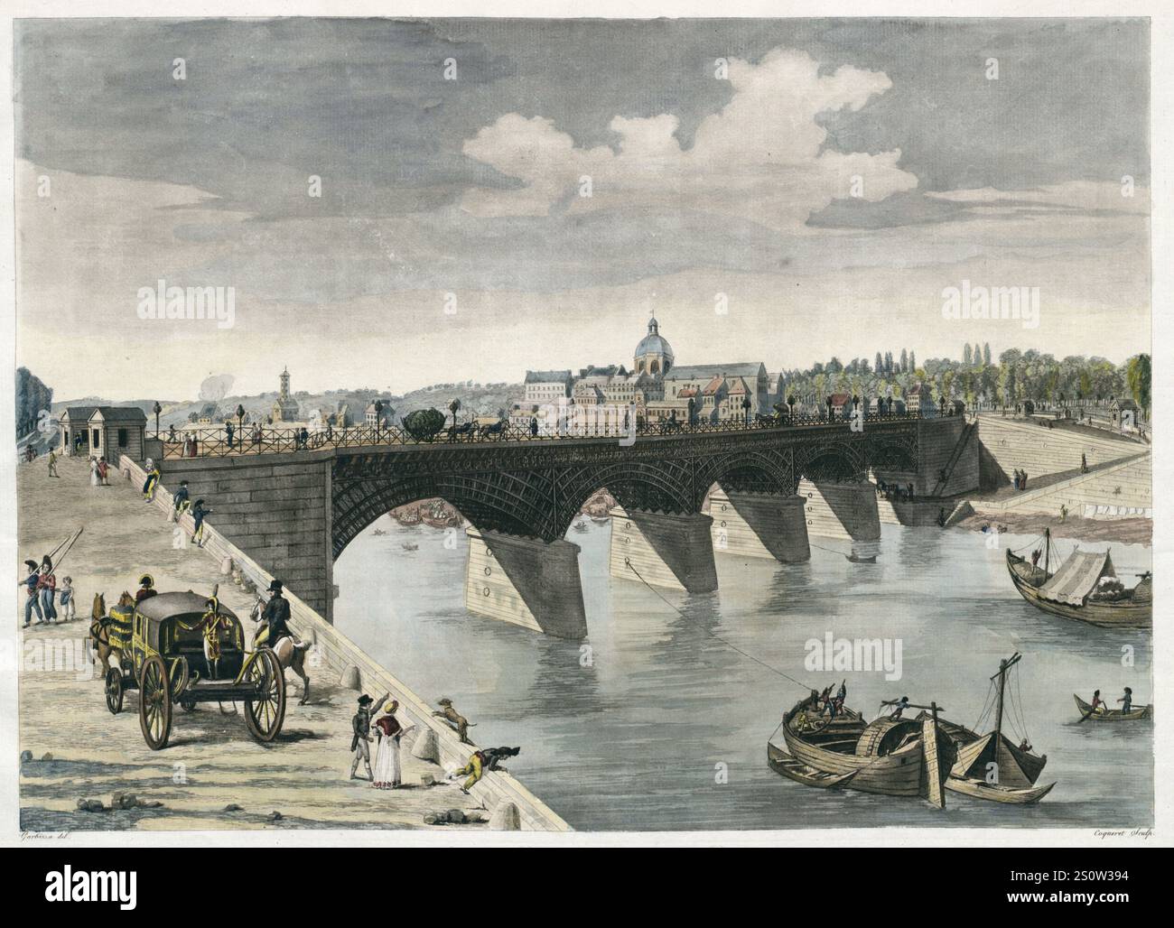 Vue du Pont d'Austerlitz. From View of Paris engraved by Pierre-Charles ...