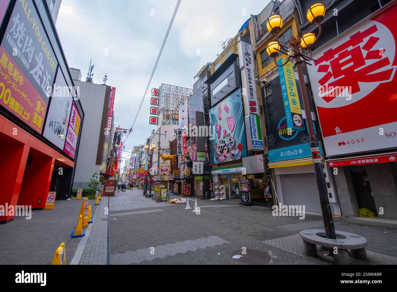 Modern commercial shops and restaurant on Dotonbori Street in Namba ...