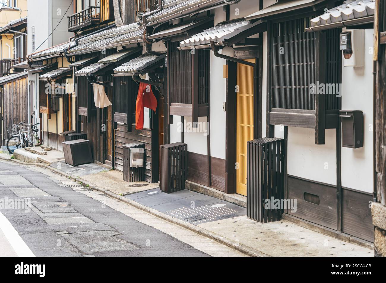 Medieval traditional Japanese architecture. Facade of a house with ...