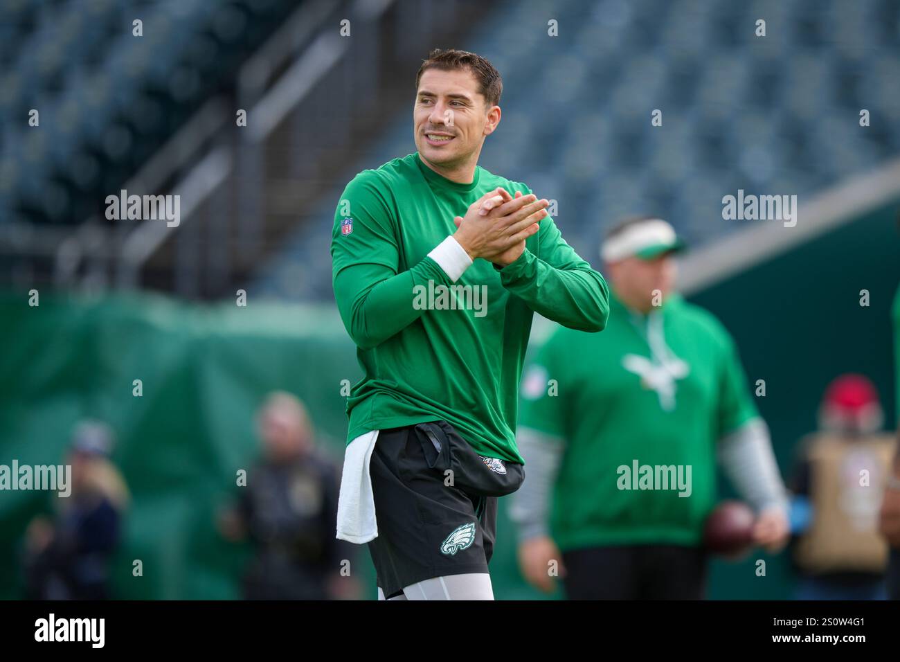 Philadelphia Eagles quarterback Ian Book works out prior to an NFL ...