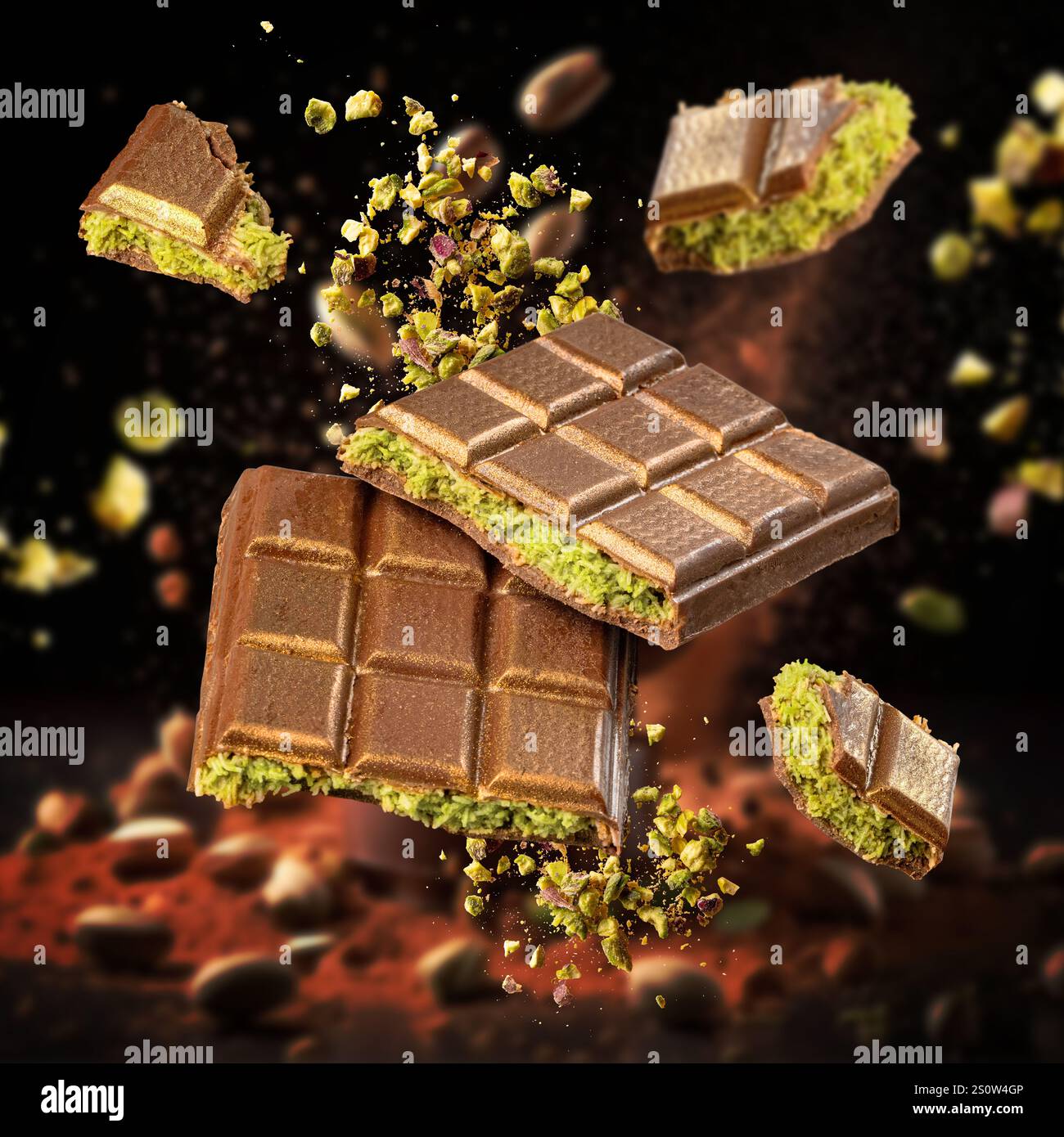 Dark chocolate pistachio filled bar hi-res stock photography and images ...