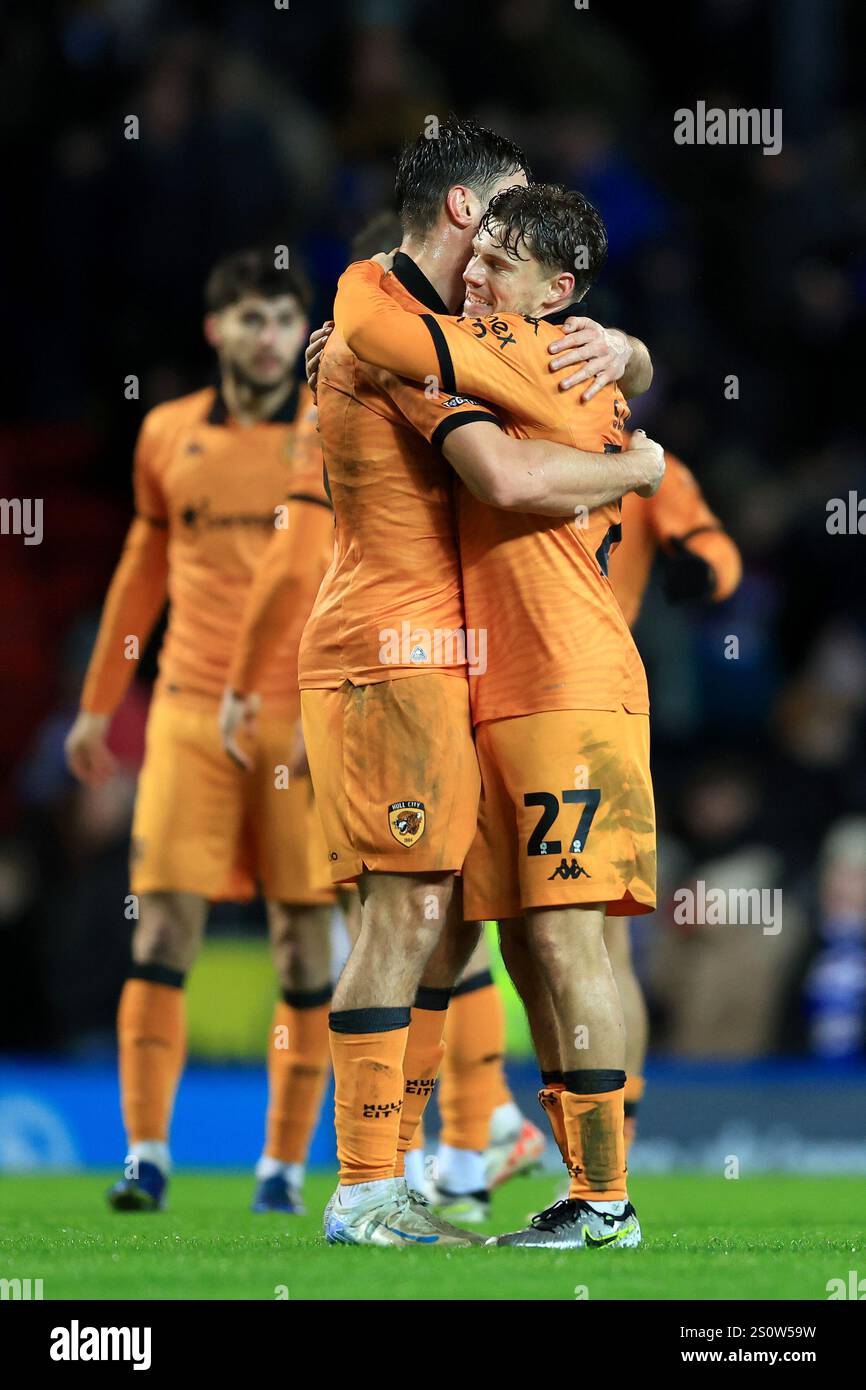 Hull City's Ryan Longman (L) and Regan Slater embrace following victory ...