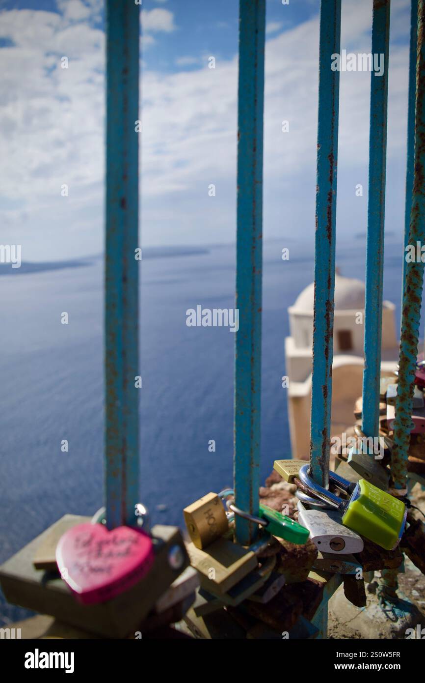 Santorini love locks hi-res stock photography and images - Alamy