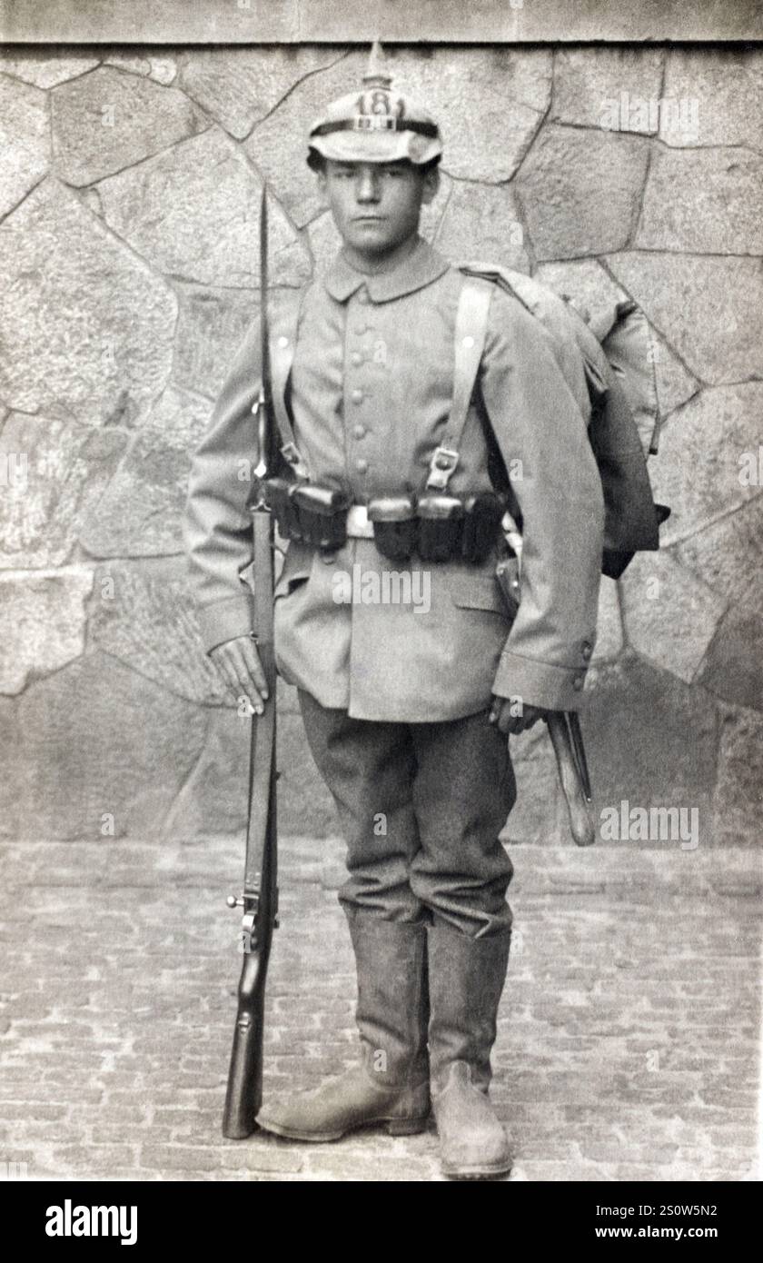 A Gernan soldier of the181st (15th Royal Saxon) Infantry regiment during the First World War ...
