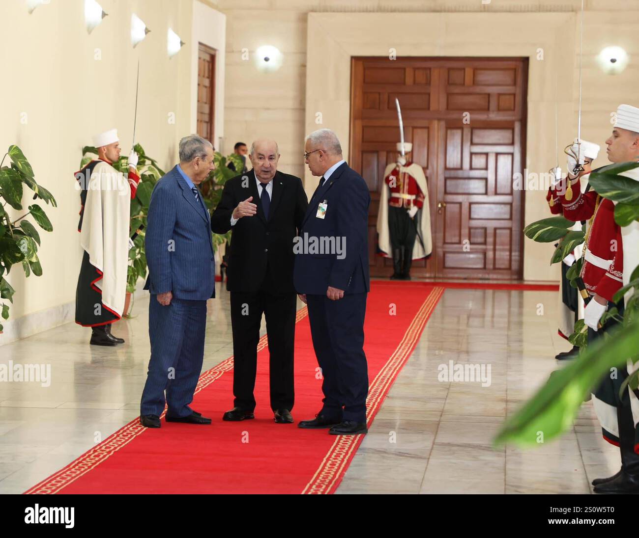 Algerian President Abdelmadjid Tebboune delivers a speech addressed to ...