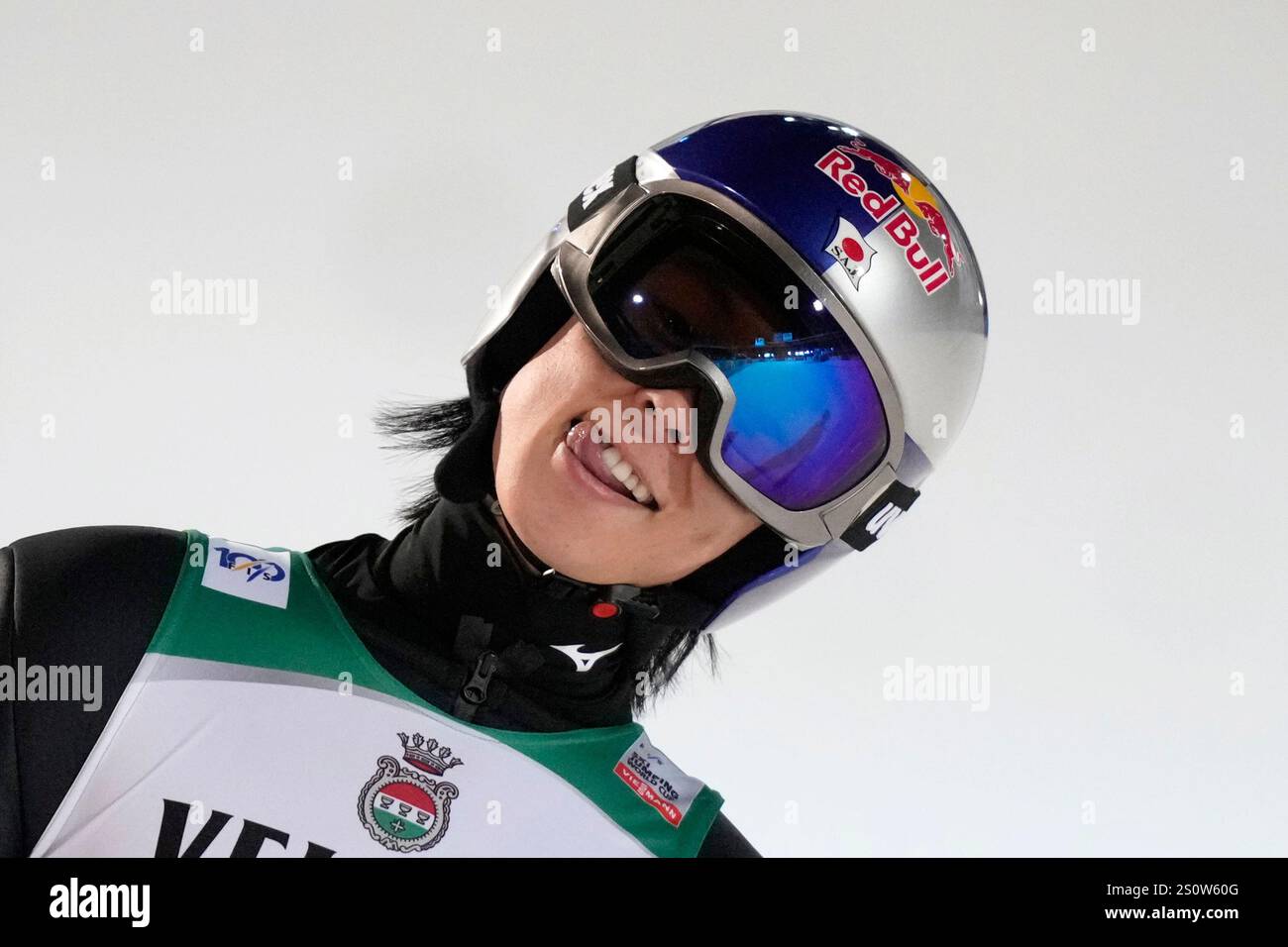 Ryoyu Kobayashi, of Japan, reacts after landing his second round jump ...