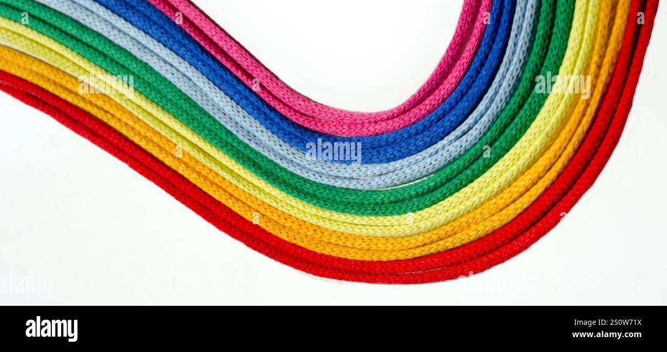 Turkish yarn. Bright rainbow palette of multi-colored, cotton threads ...