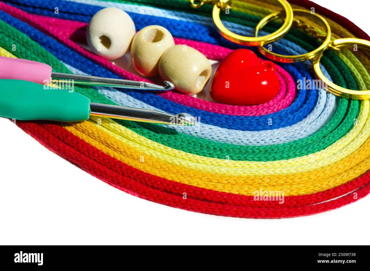 Turkish yarn. Bright rainbow palette of multi-colored, cotton threads, hooks and accessories ...