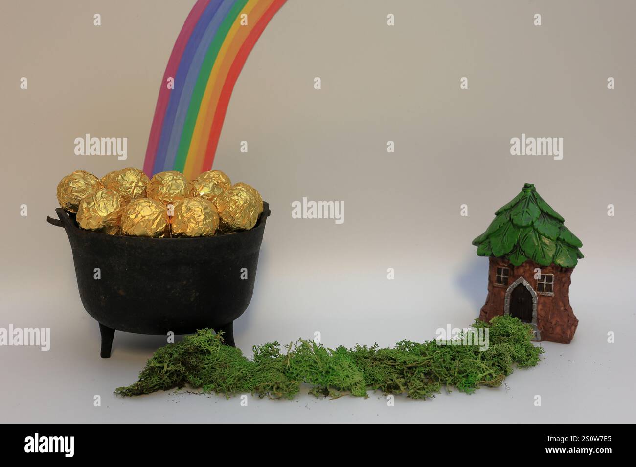 Leprechaun's Pot Of Gold On A Simple White Background For St. Patrick's ...