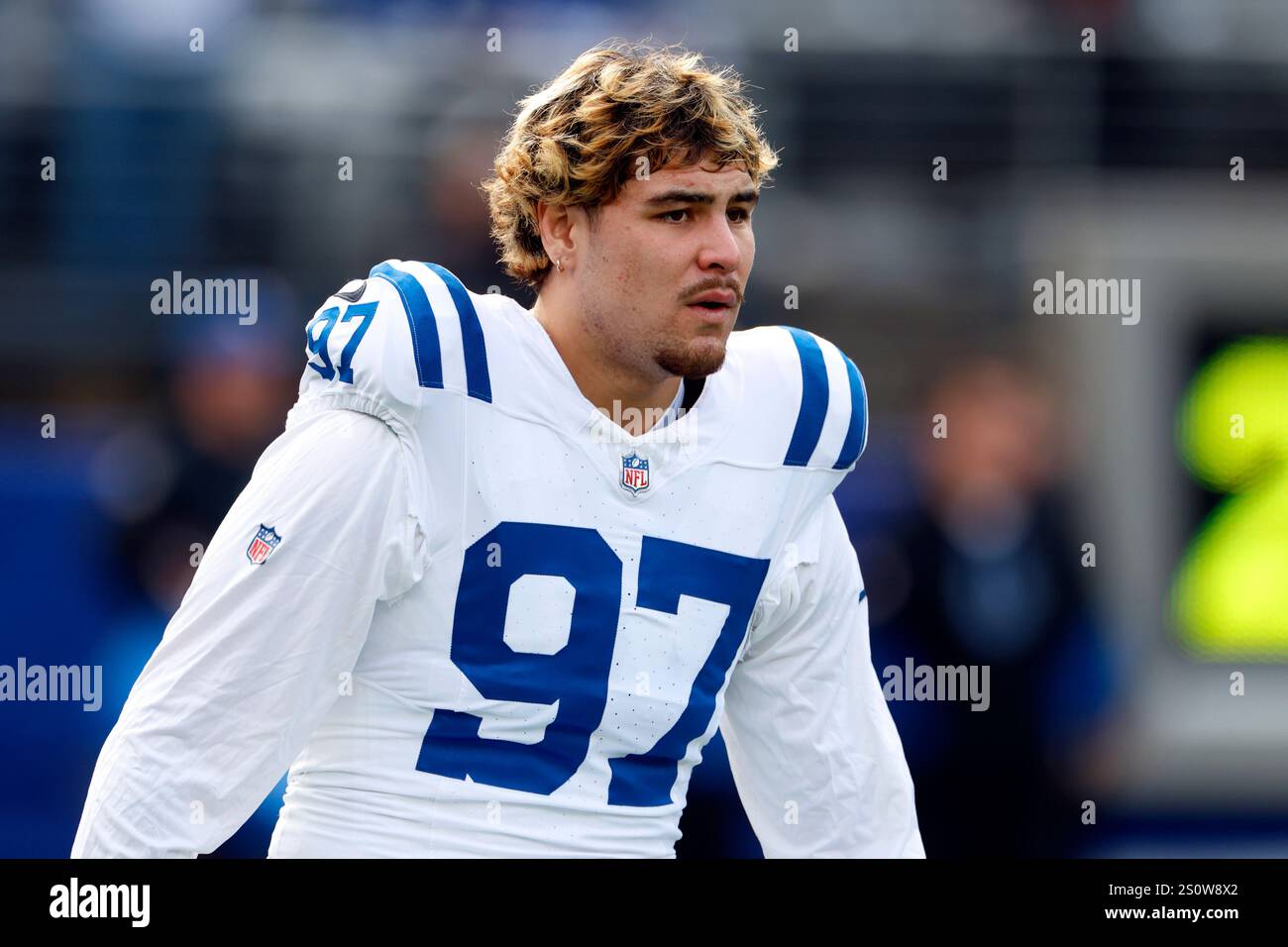 Indianapolis Colts defensive end Laiatu Latu warms up before an NFL ...