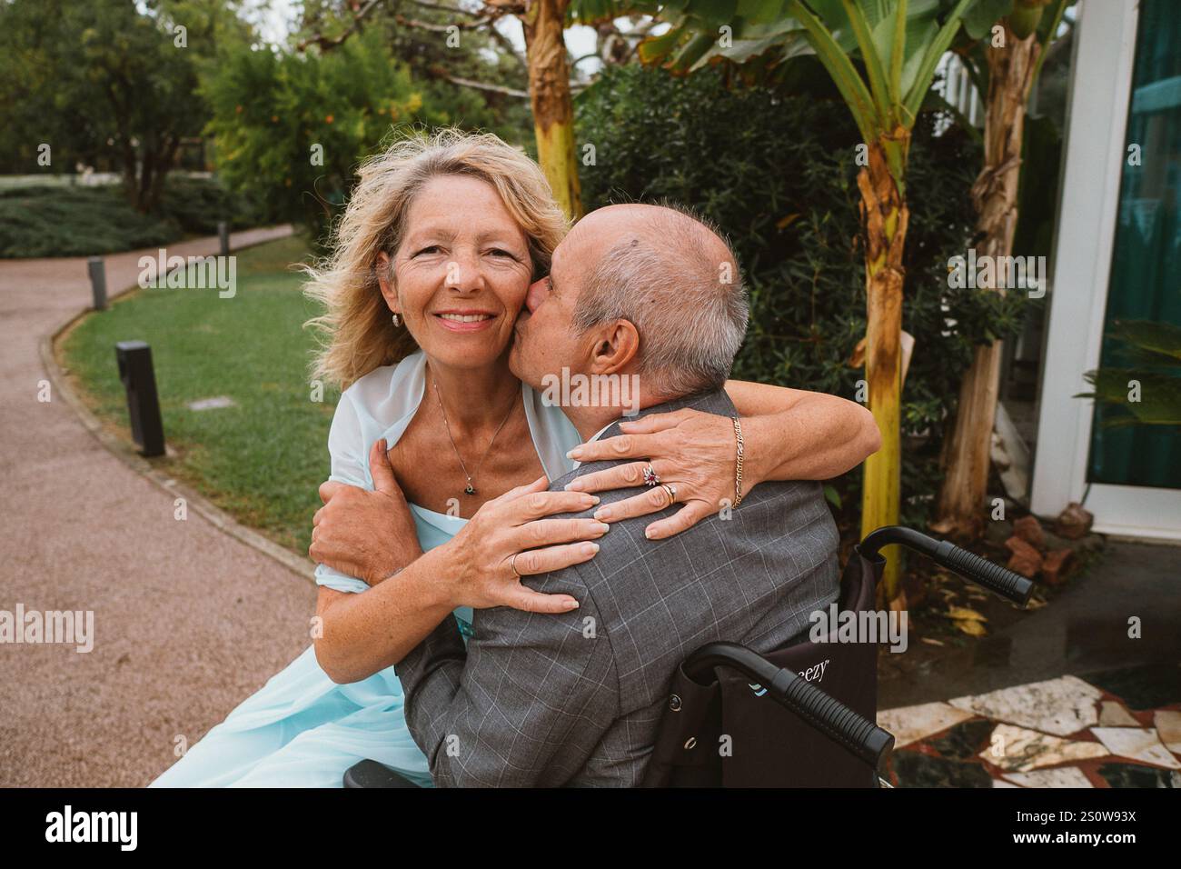 Valentine's Day. He and she together forever. Older people in love ...