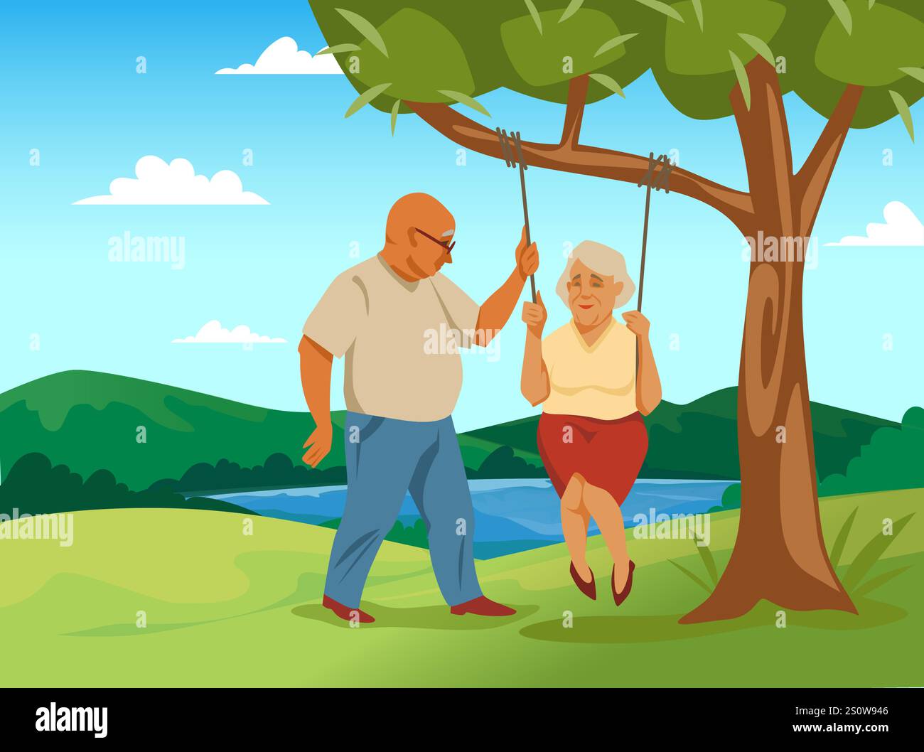 Senior man woman meeting Stock Vector Images - Alamy