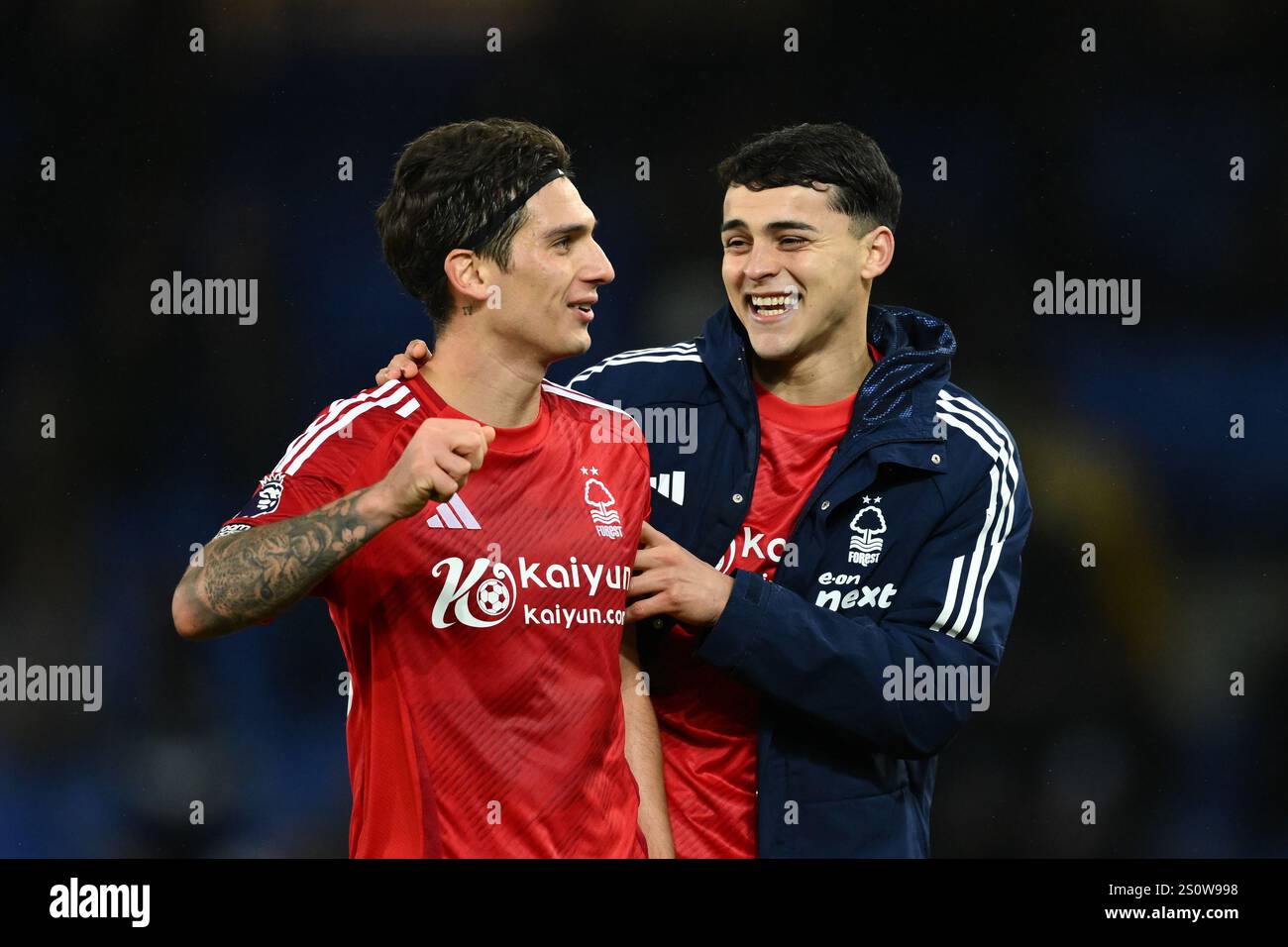 Nicolas Dom'nguez of Nottingham Forest and Ram-n Sosa of Nottingham Forest celebrate victory ...