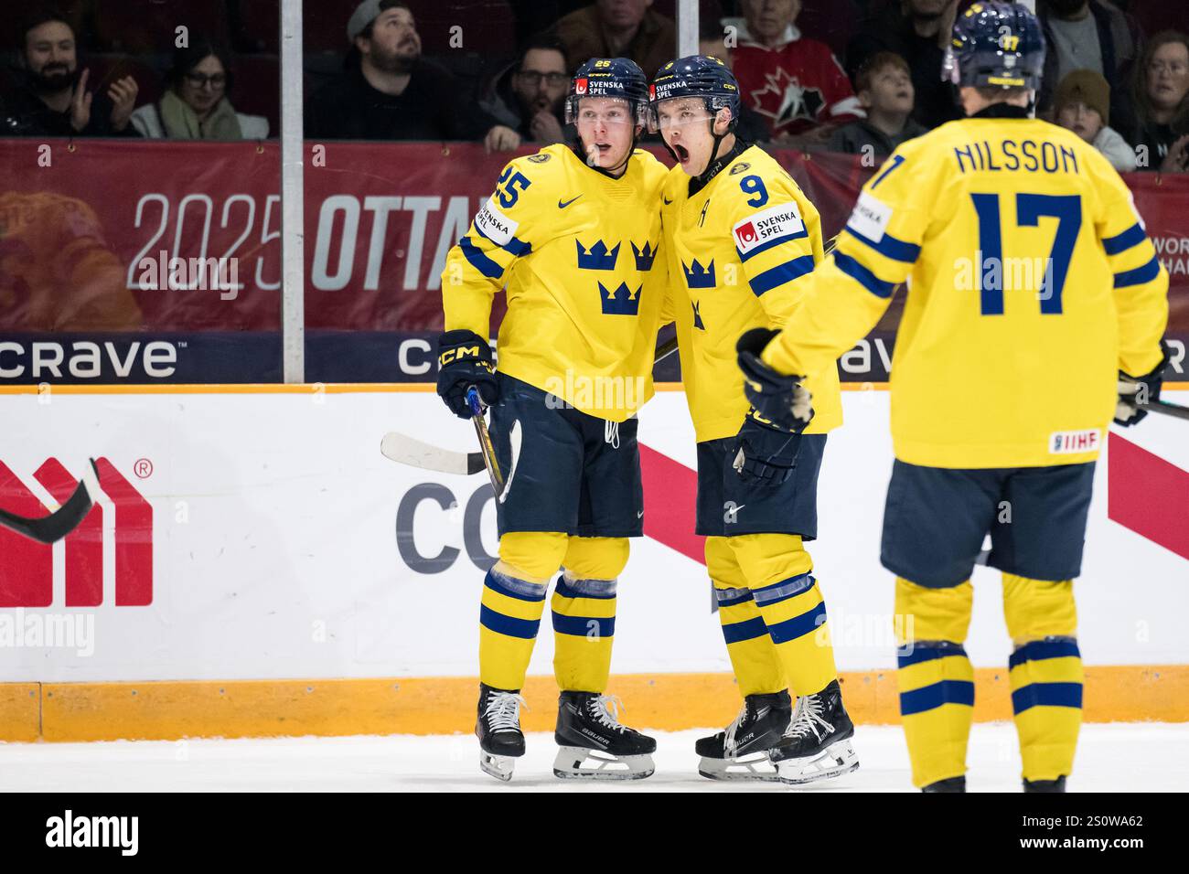 Otto Stenberg of, Sweden. , . celebrates with Theo Lindstein after 1-3 ...