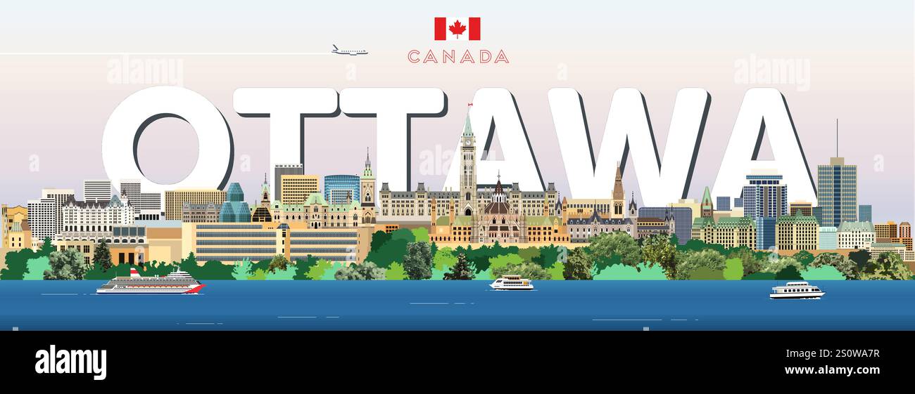 Canada ottawa cityscape flag Stock Vector Images - Alamy