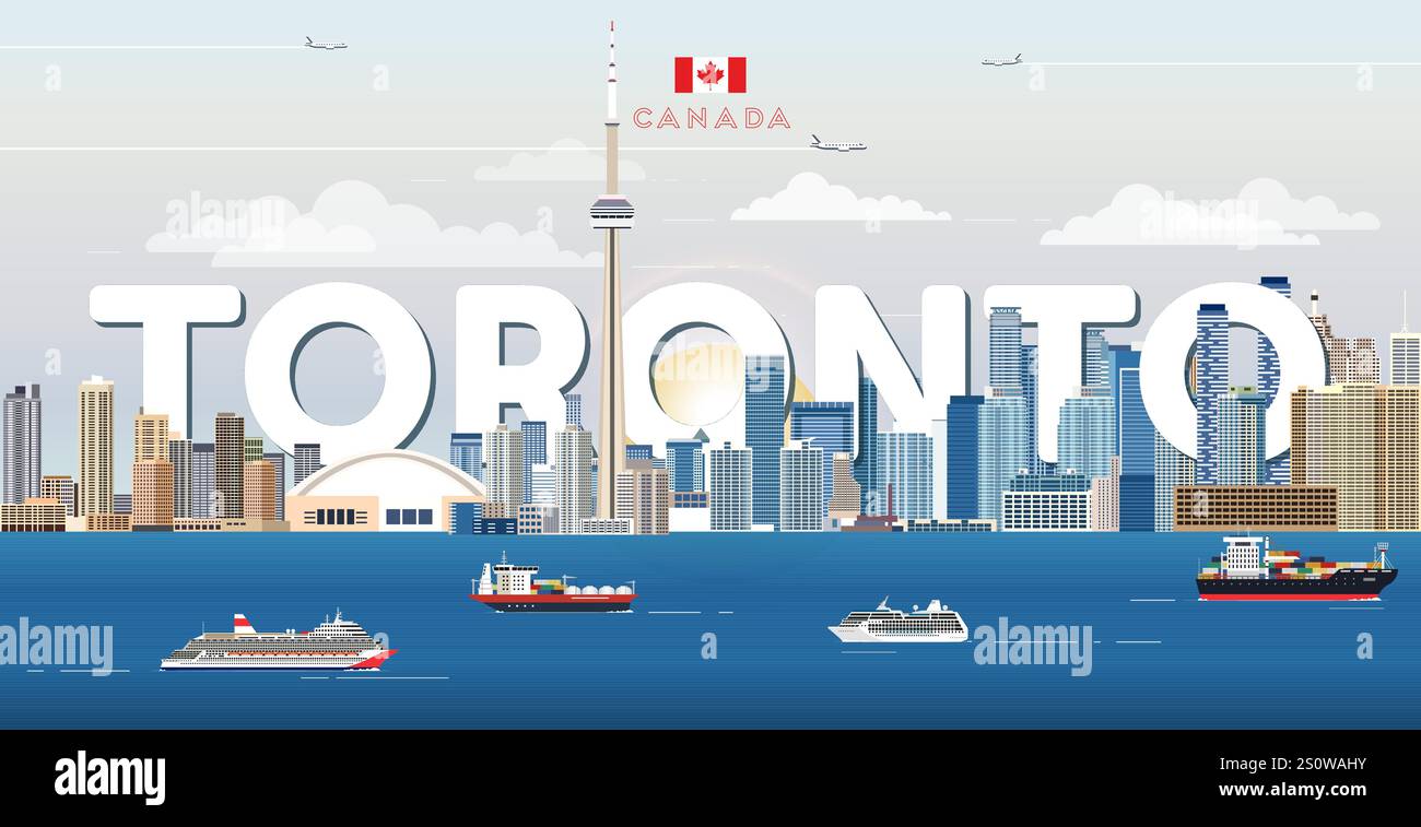 Toronto downtown dusk cityscape Stock Vector Images - Alamy