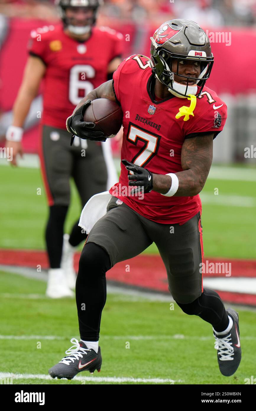 Tampa Bay Buccaneers running back Bucky Irving runs against the ...