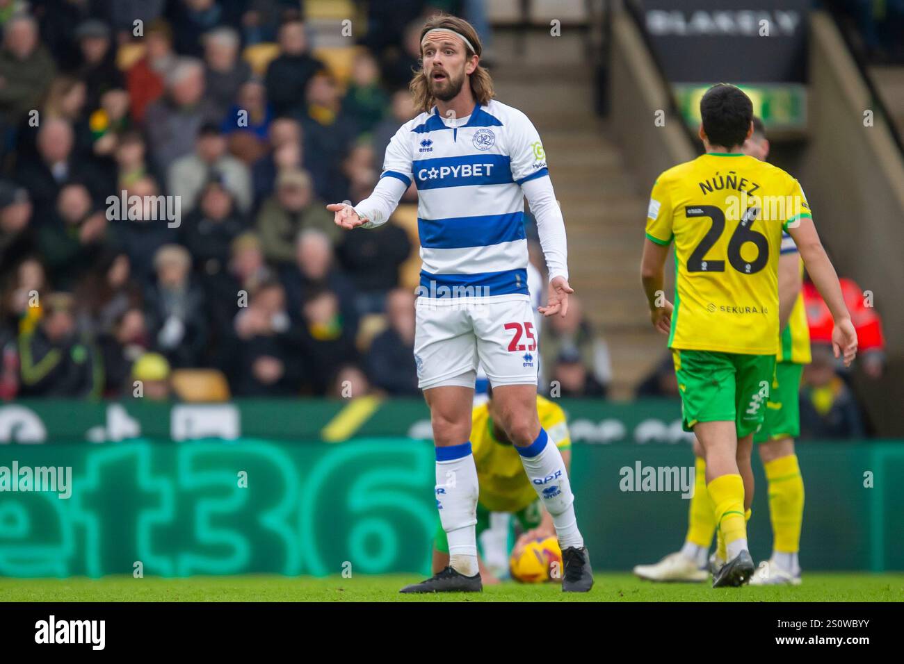 Lucas Andersen of Queens Park Rangers gives instructions during the Sky ...