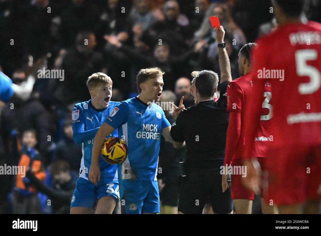 Harley Mills (34 Peterborough United) red card from Referee Alex ...
