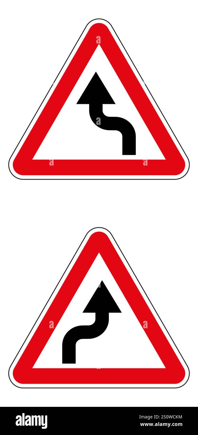 Double winding road sign indicating curves ahead on white background Stock Vector Image & Art ...