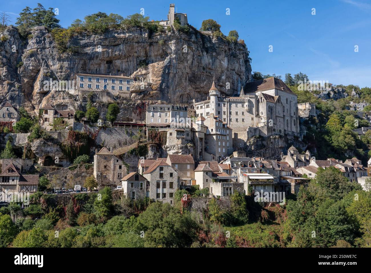 Rocamadour, a french village and castle built on a cliff in the Lot ...