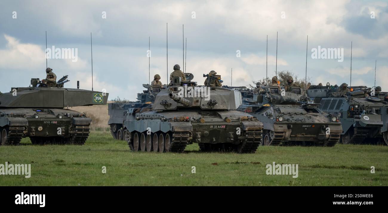a squadron of British army FV4034 Challenger 2 ii main battle tanks and ...