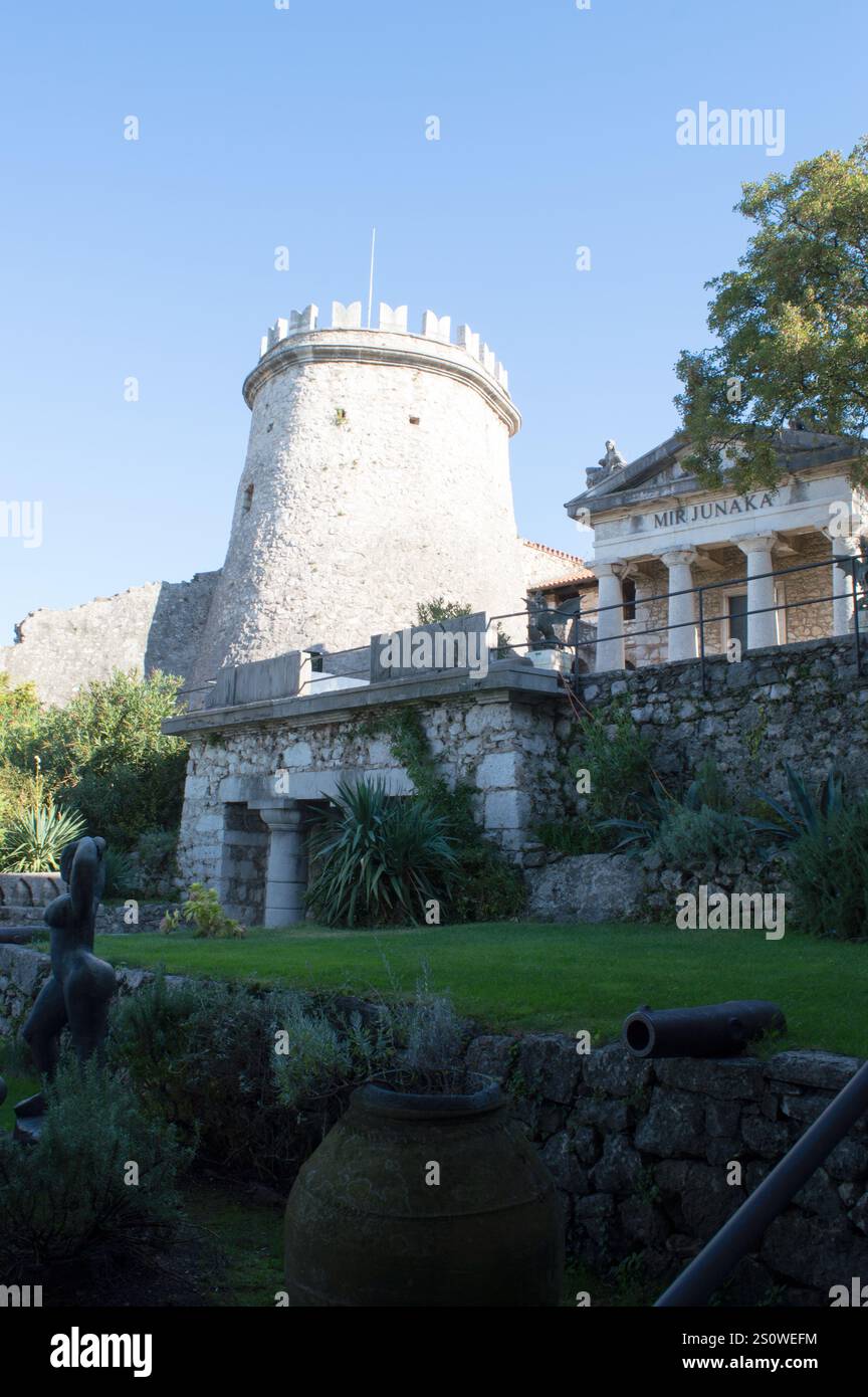 Historic landmark Trsat Castle in the city Rijeka in Croatia, with ...