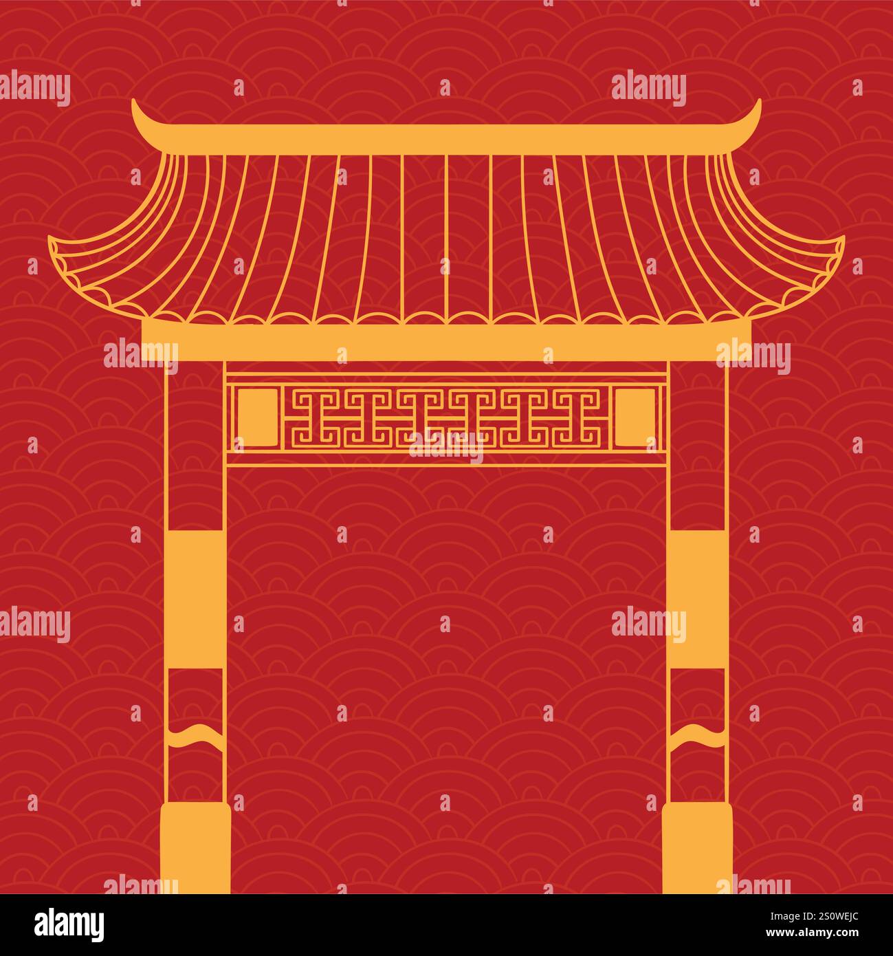 Chinese Traditional Gate doodle Illustration. china tradition lunar new ...