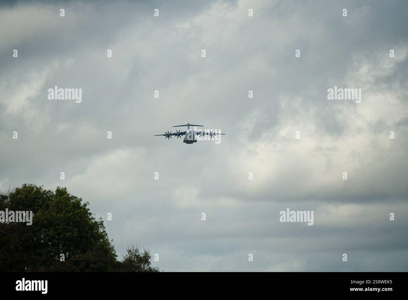RAF Airbus C.1 A400M Atlas military transport aircraft in flight on a ...