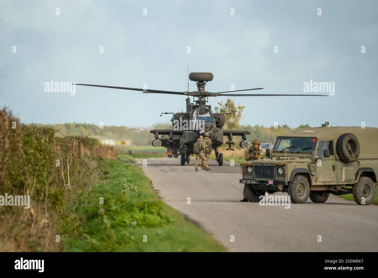 close-up of a British army Boeing Apache Attack helicopter Longbow ...