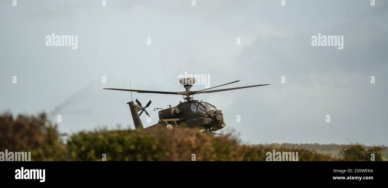 close-up of a British army Boeing Apache Attack helicopter Longbow ...