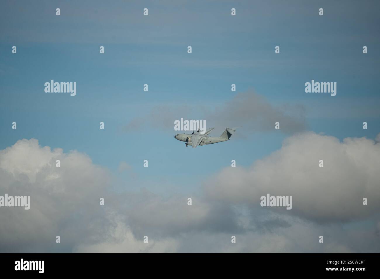 RAF Airbus C.1 A400M Atlas military transport aircraft in flight on a ...