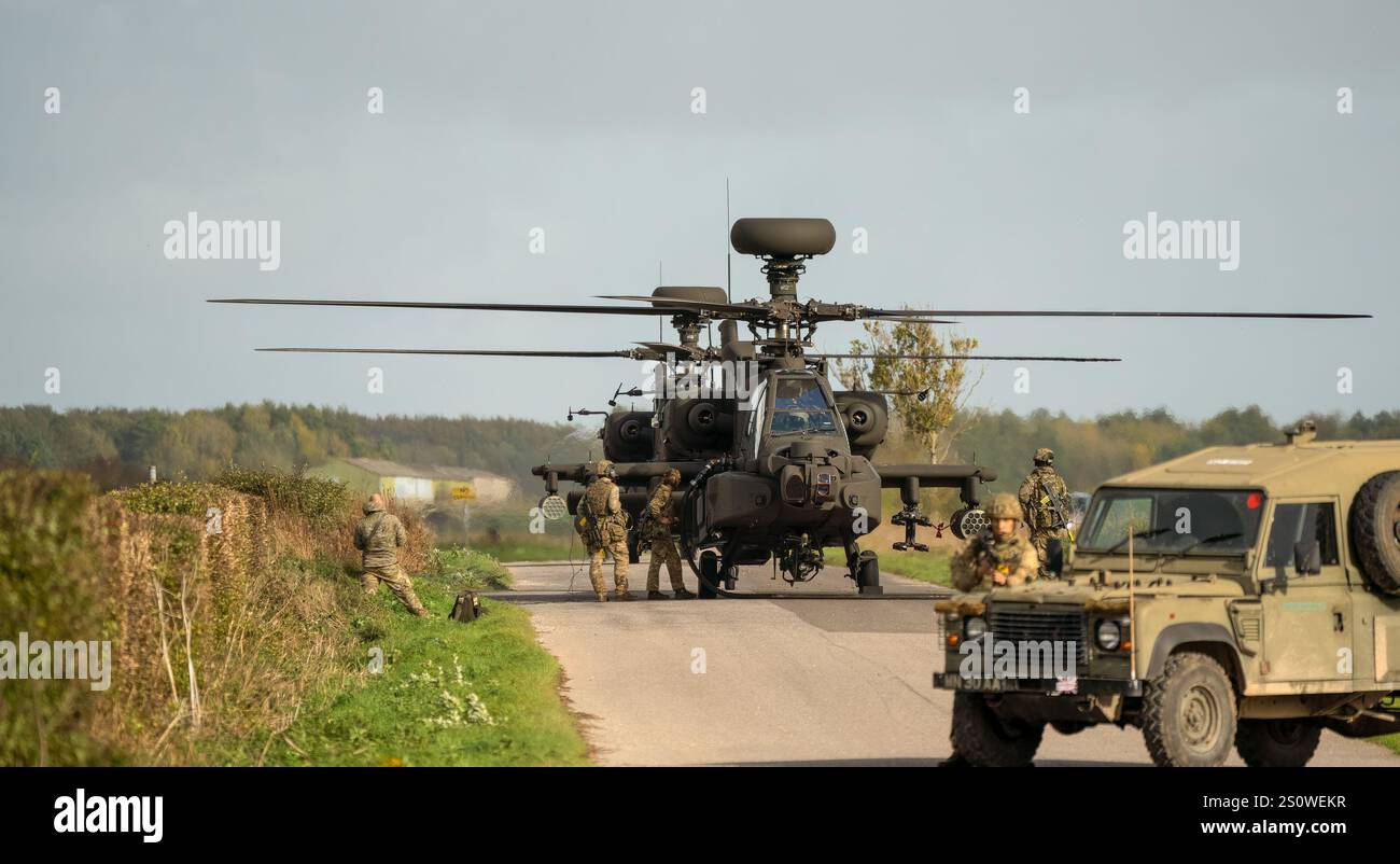close-up of a British army Boeing Apache Attack helicopter Longbow ...