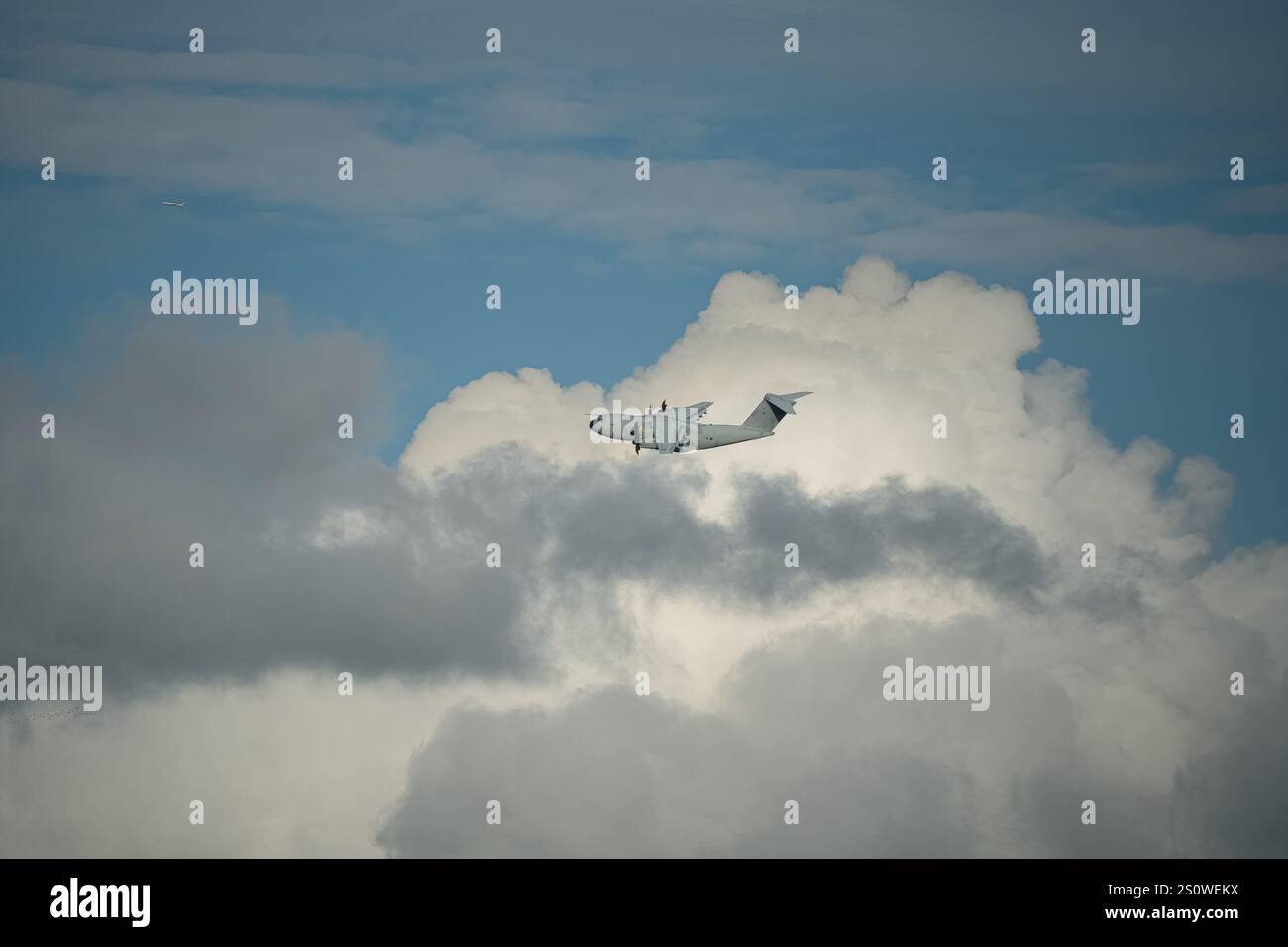 RAF Airbus C.1 A400M Atlas military transport aircraft in flight on a ...