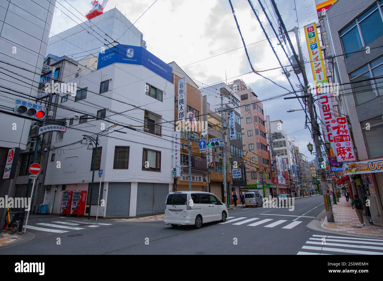 Modern commercial buildings on Nansan dori Avenue near Sakai suji ...