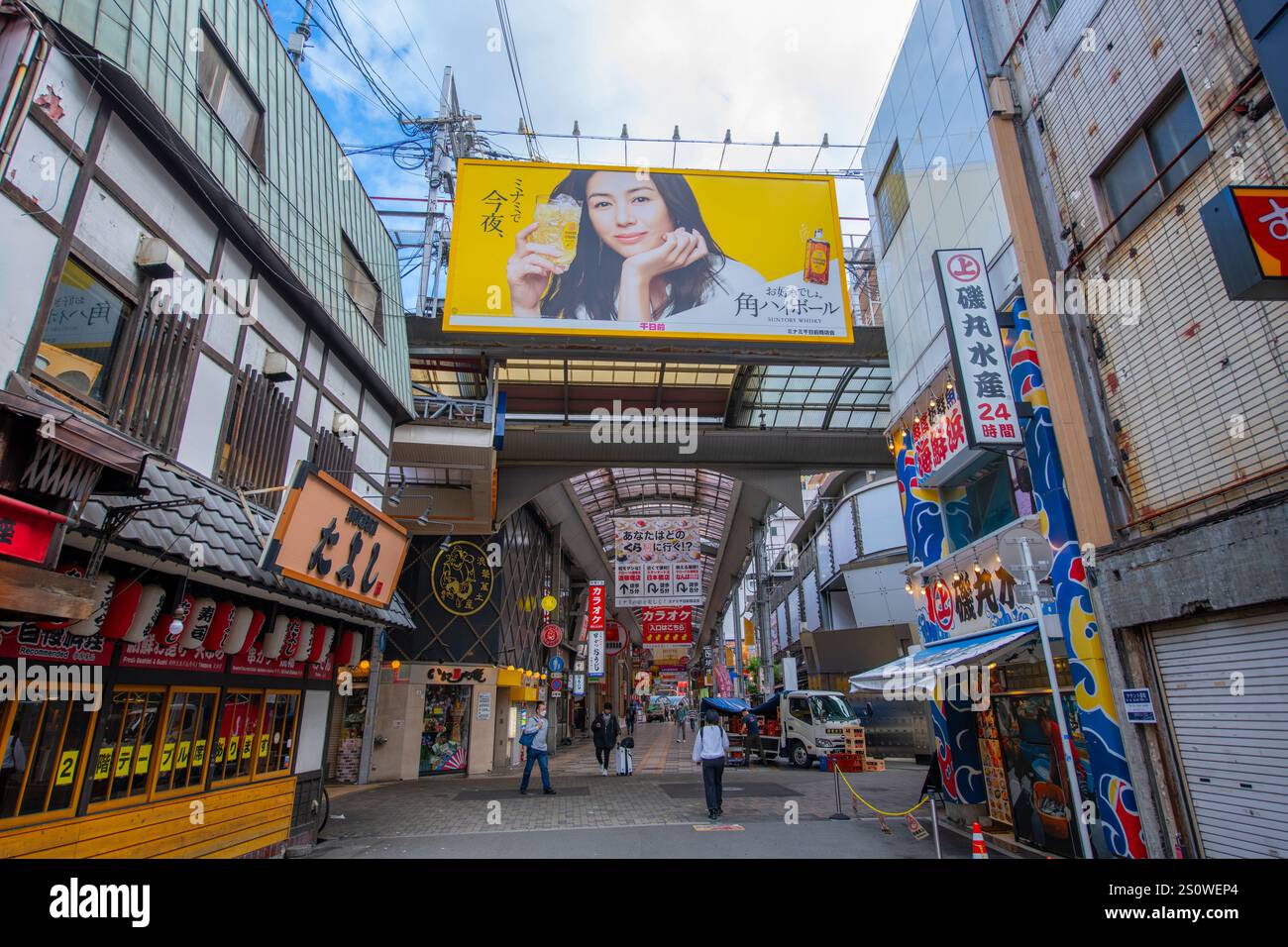 Sennichimae Street with Japanese style shops and restaurants near ...