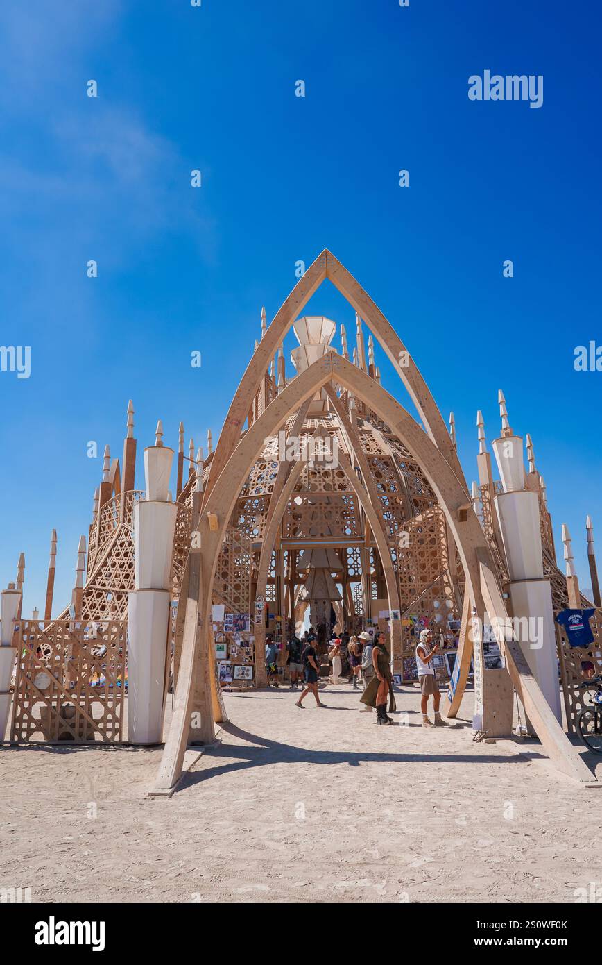 Intricate Wooden Structure at Desert Festival in Nevada Stock Photo - Alamy