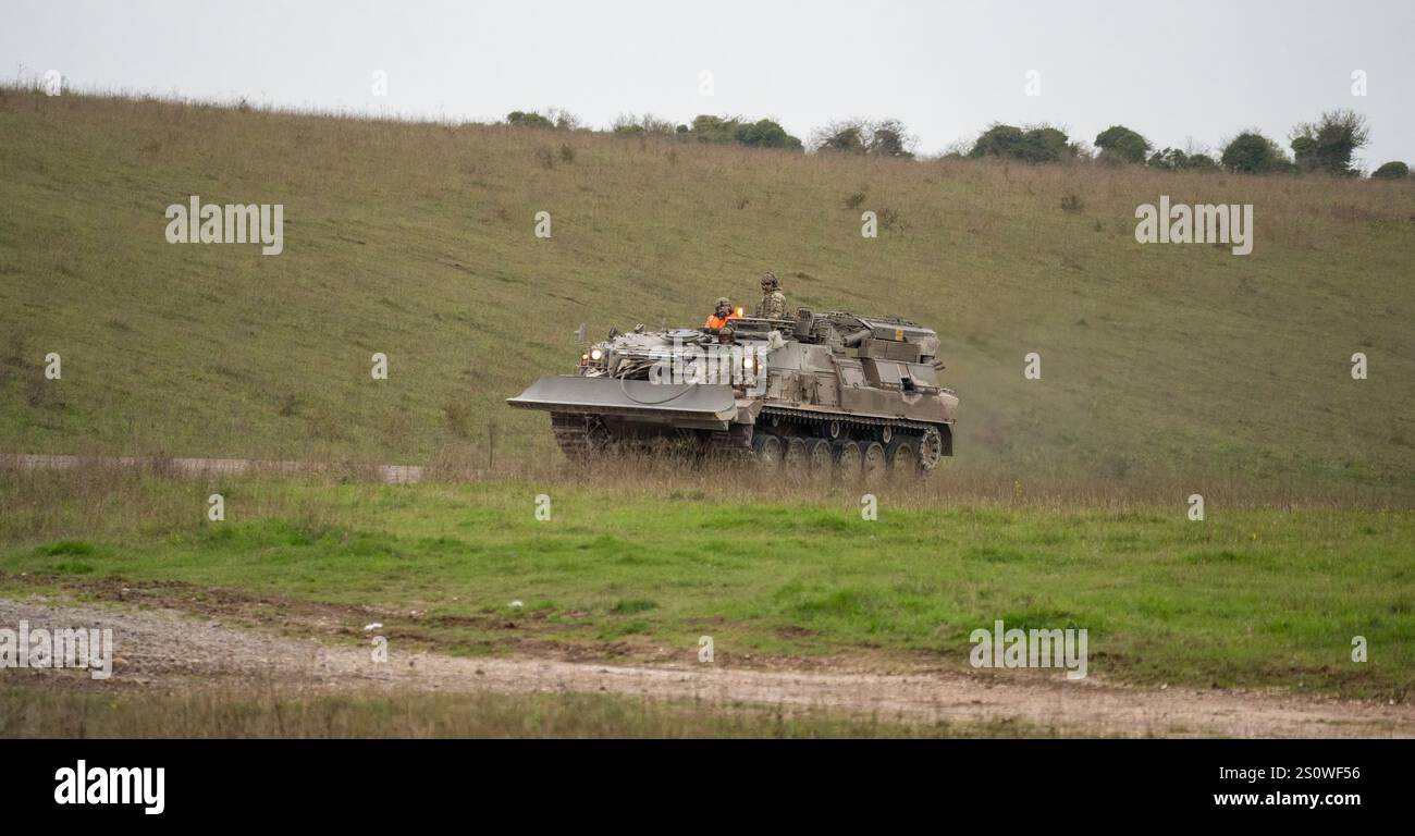 close-up of a British Army Challenger 2 ii Tank Armored Repair and ...