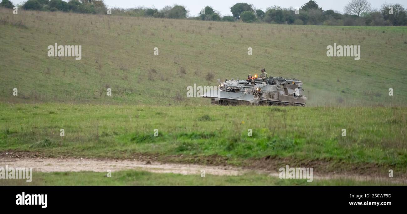 close-up of a British Army Challenger 2 ii Tank Armored Repair and ...