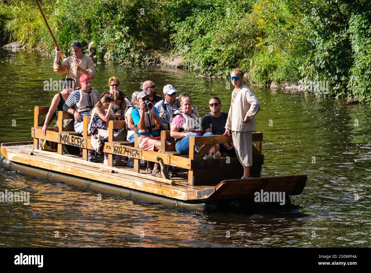 Cesky Krumlov, Tourists Enjoying a Guided Rafting Ride on the Vltava ...