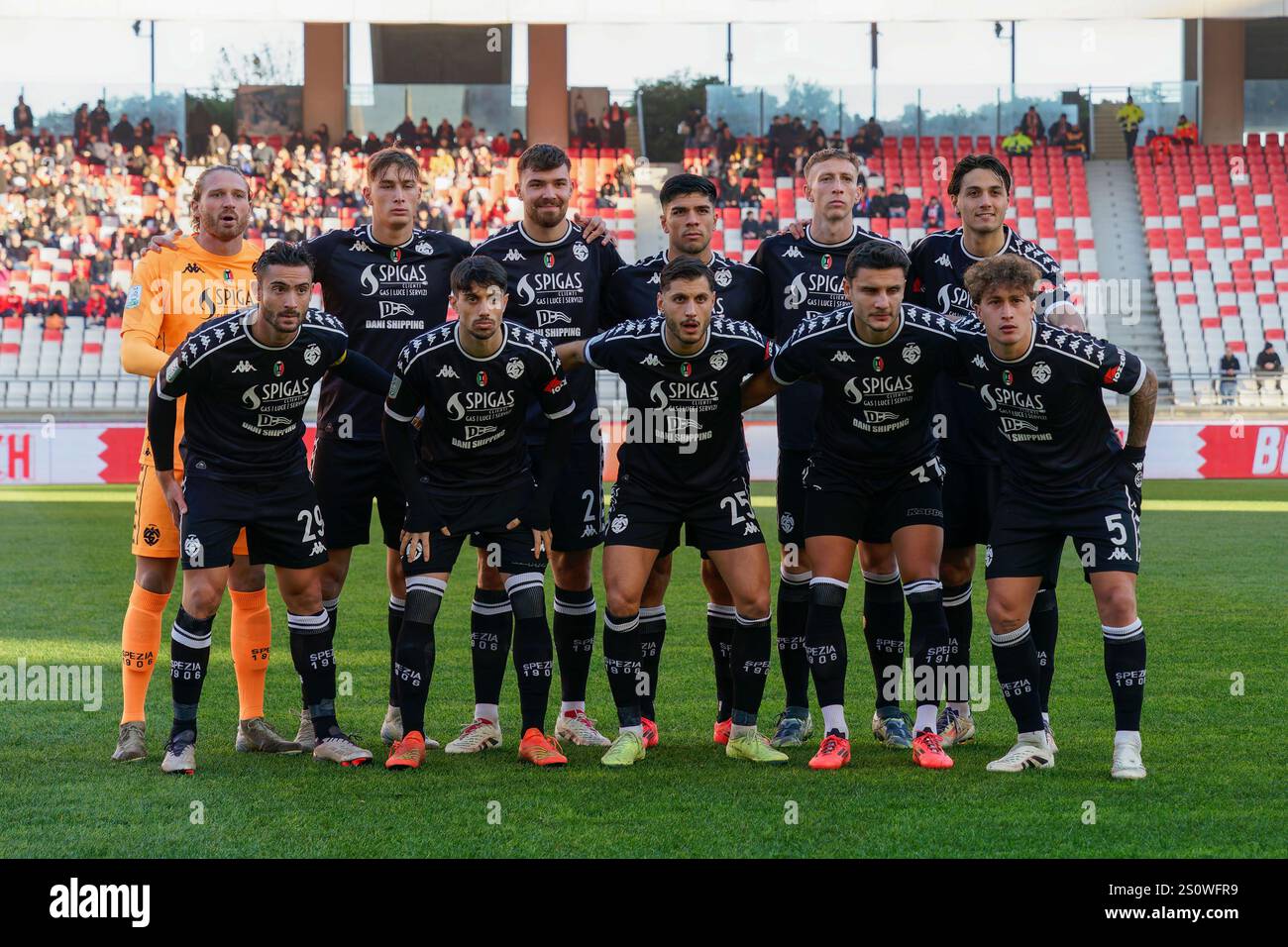Bari, Italy. 29th Dec, 2024. Spezia Calcio team line up during SSC Bari ...