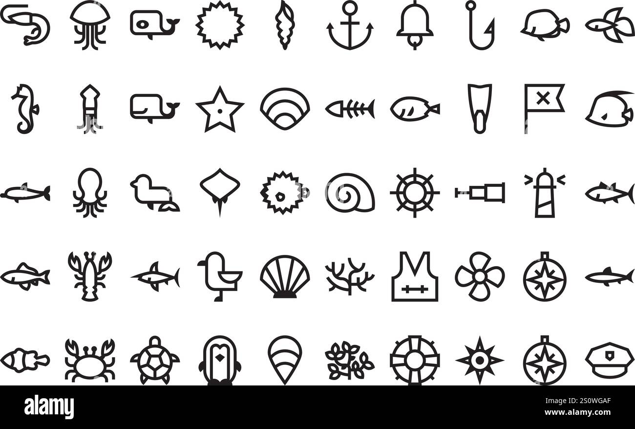 Sea life icons High-Quality Vector Icons Collection with Editable ...