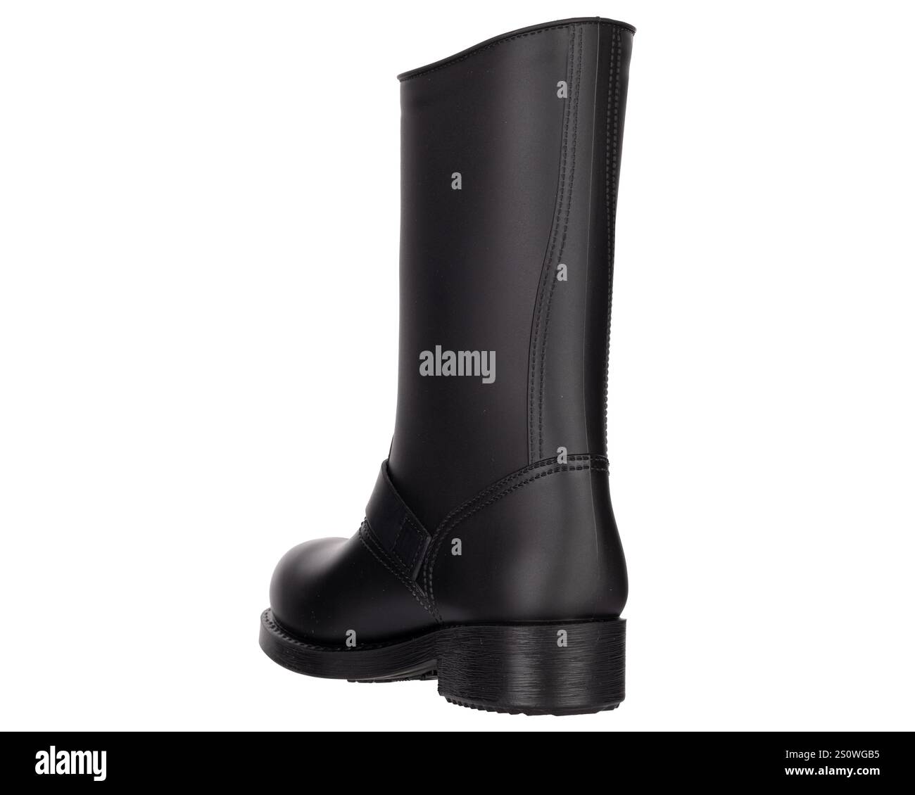 Black Leather Boot Rear Side View Stock Photo - Alamy