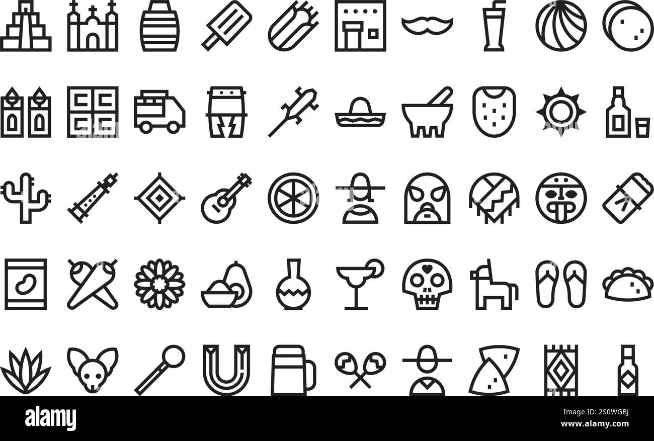 Mexican icons High-Quality Vector Icons Collection with Editable Stroke ...