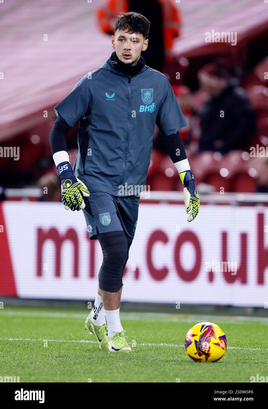 Burnley goalkeeper James Trafford warming up prior to kick-off before ...
