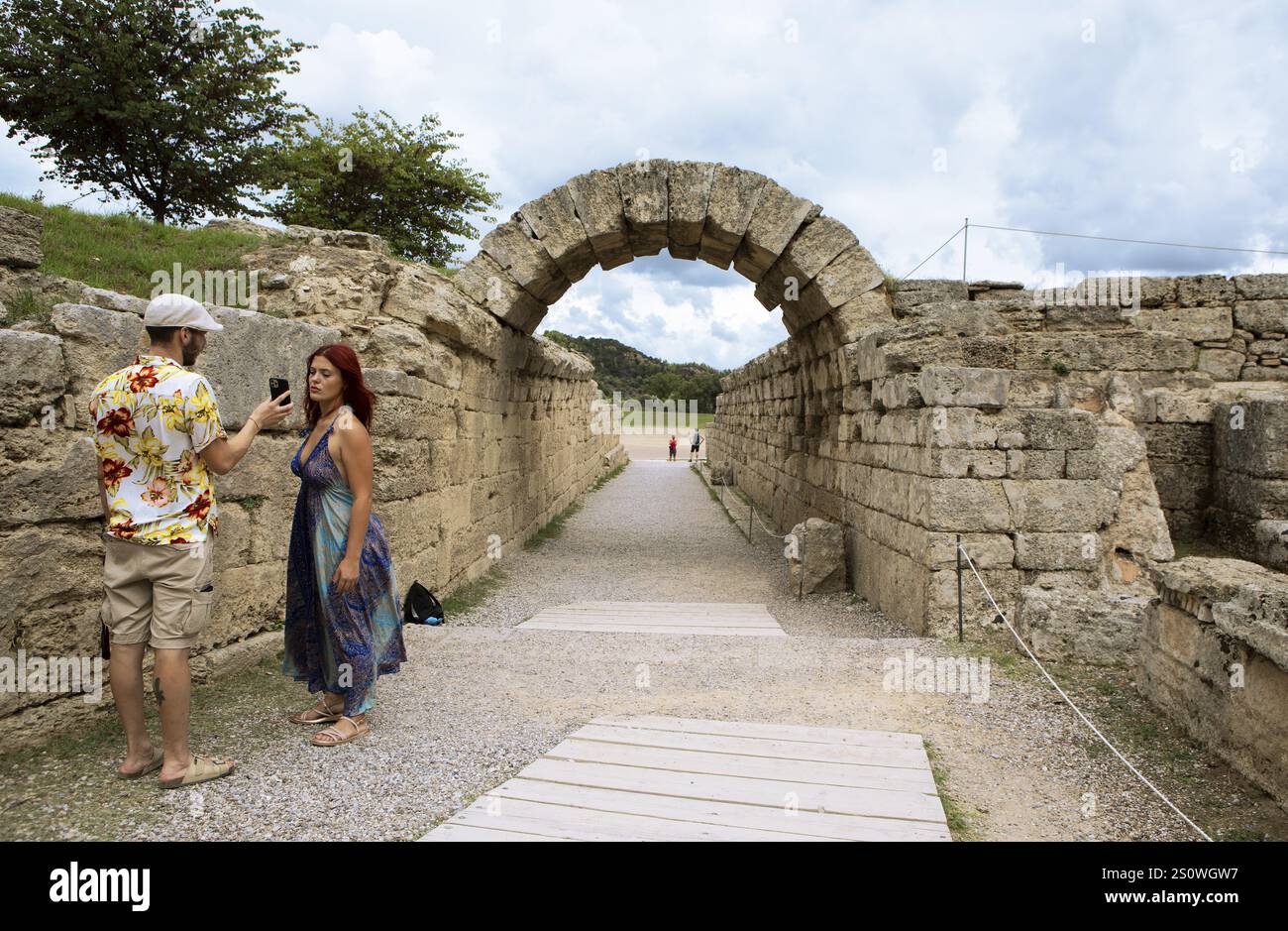 Monumental entrance to the stadium, crypt, ancient ruins of the ...