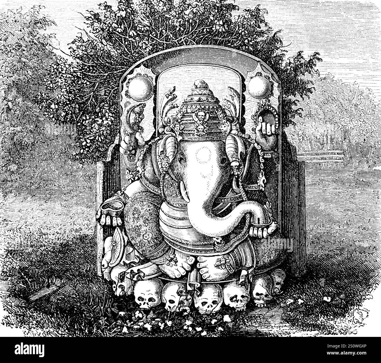 Javanese idol after Raffles, depiction of a deity with elephant face ...