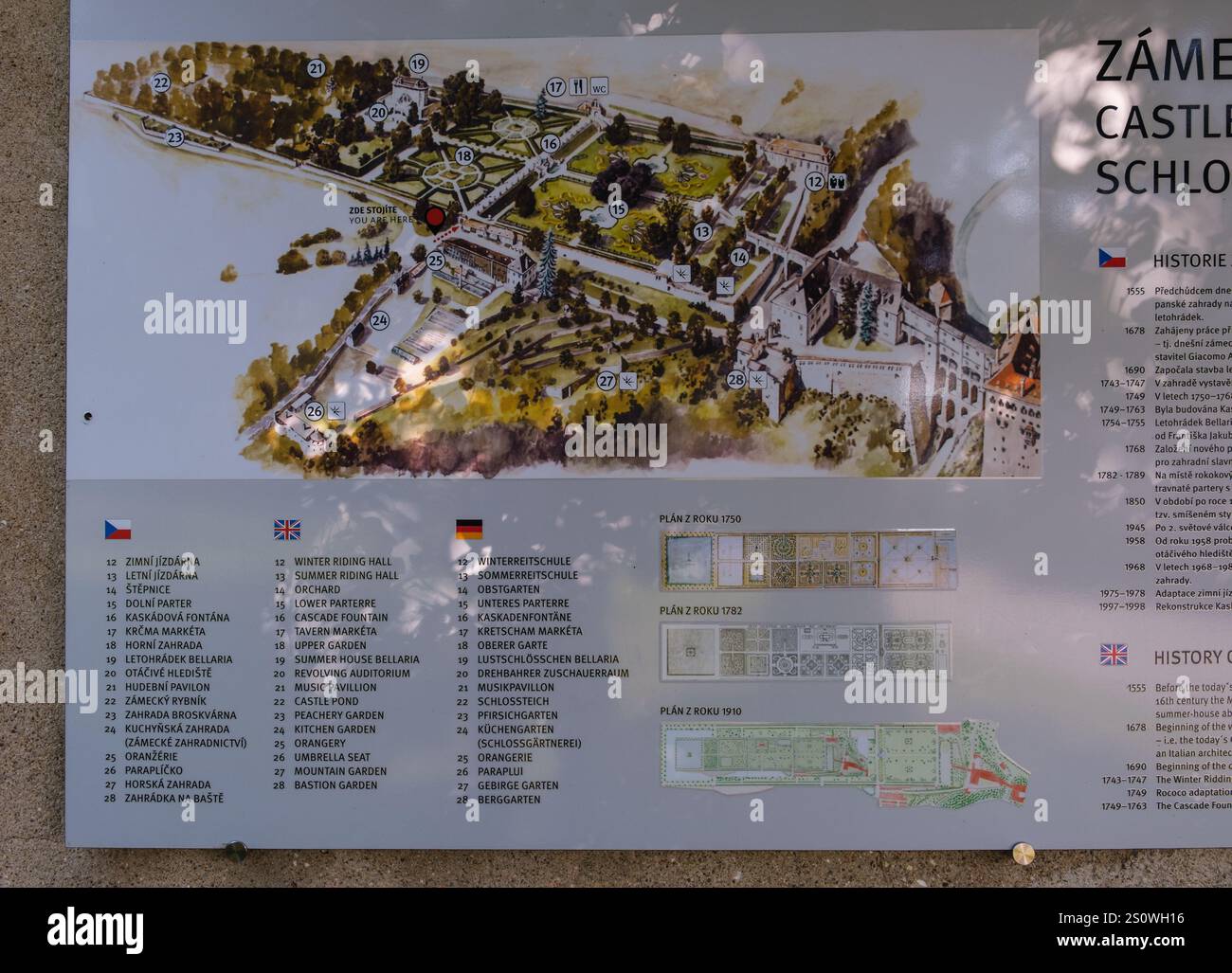 Information Map for Castle Gardens, Cesky Krumlov, Czech Republic ...